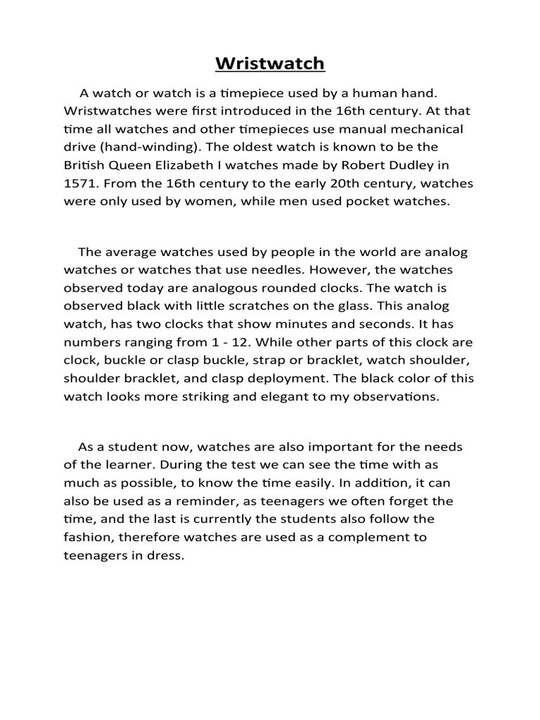 Report Text About Wristwatch | PDF
