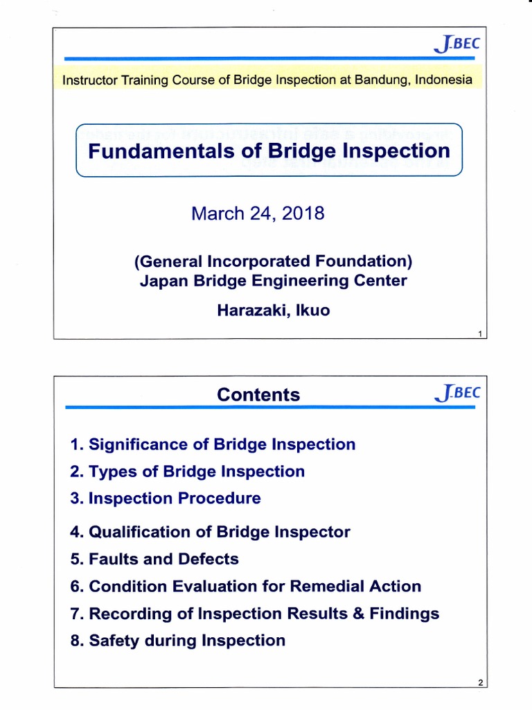 Fundamental of Bridge Inspection | PDF | Prestressed Concrete | Road