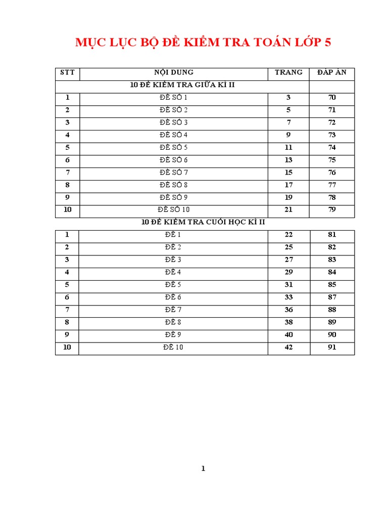 20 ĐỀ TOÁN 5 CK2 | PDF