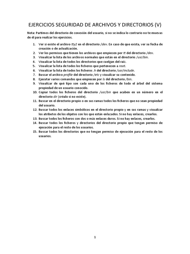 Ejercicios de Seguridad en Archivos y Directorios | PDF