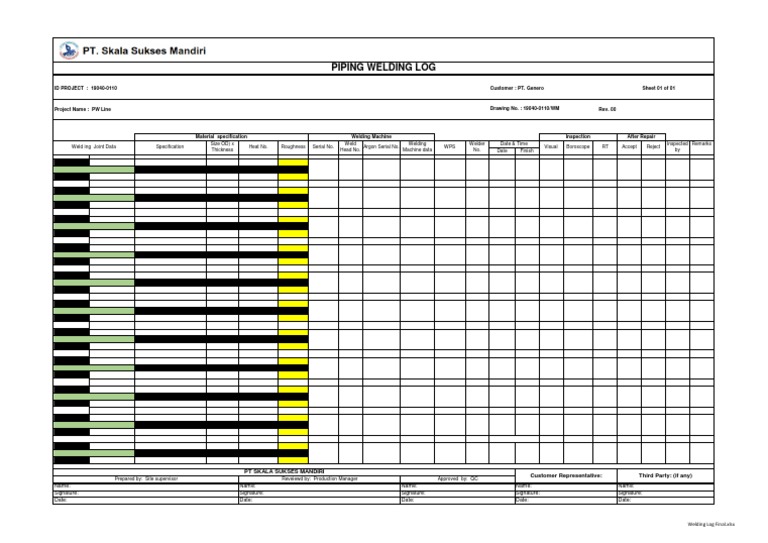 Welding Log Form | PDF | Construction | Welding