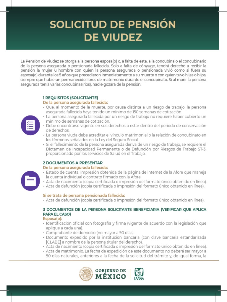 Solicitud de pensión de viudez: Requisitos y documentación necesaria | PDF | Certificado de ...