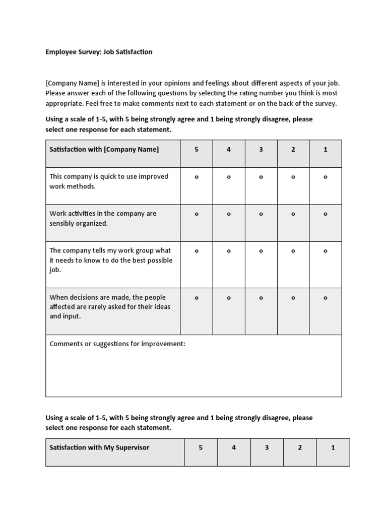 Employee Survey Job Satisfaction | PDF | Job Satisfaction | Business