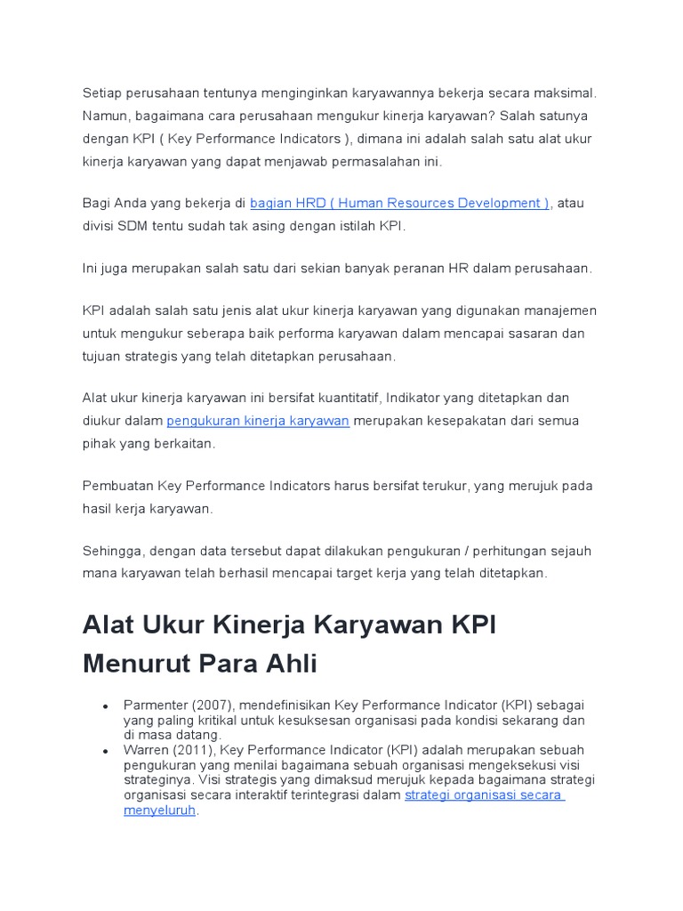 Pengertian KPI | PDF