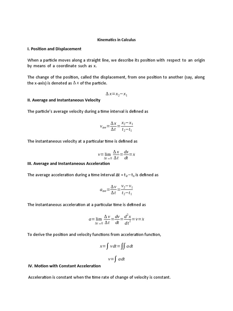 Kinematics-with-Calculus-1.docx | PDF | Acceleration | Velocity