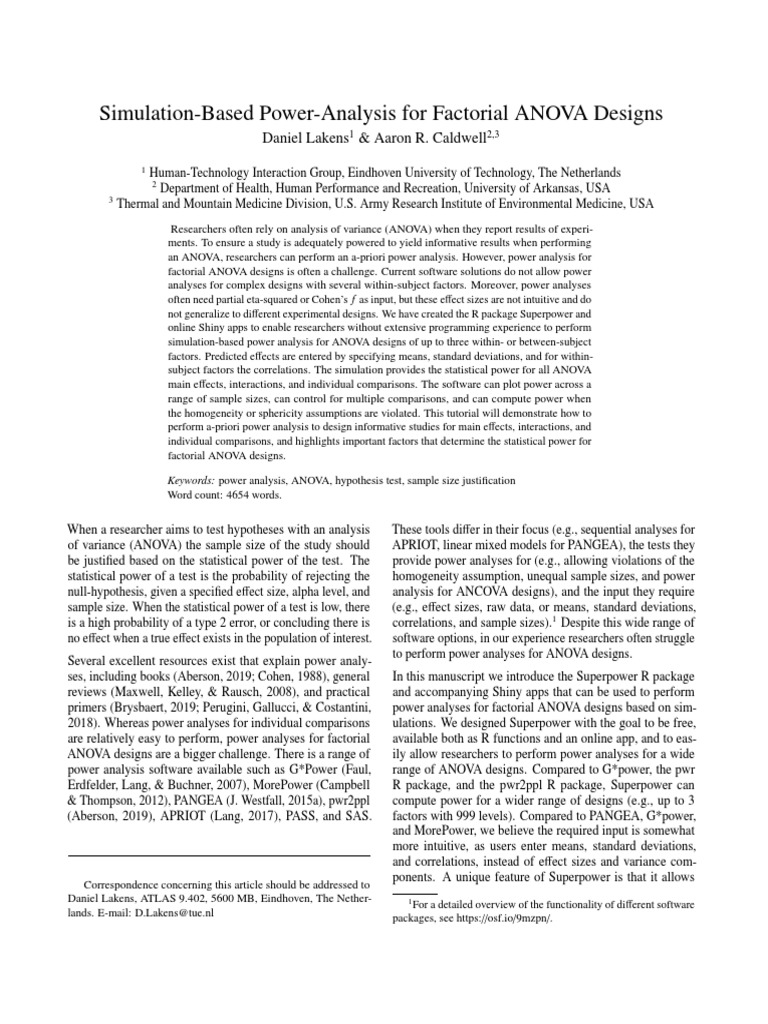 0.1_Simulation_Based_Power_Analysis_For_Factorial_ANOVA_Designs.pdf | PDF | Effect Size ...