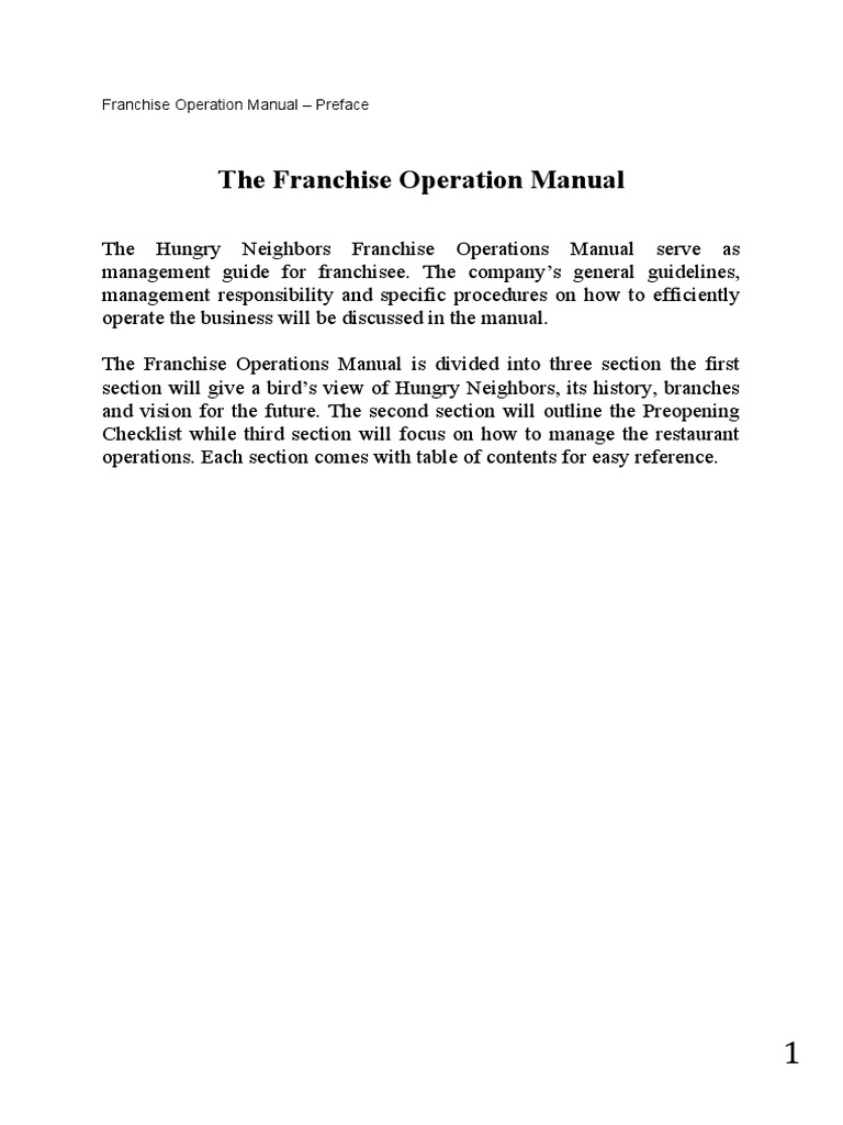 Franchise Operation Manual - HN | PDF | Franchising | Corporations