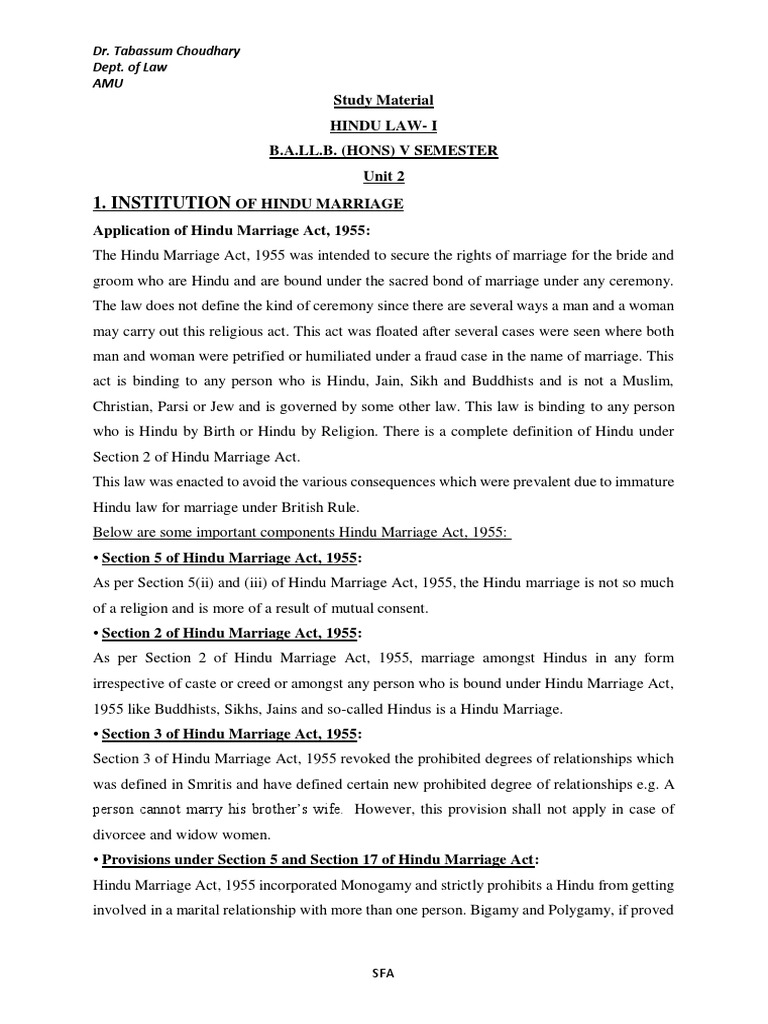 Hindu Law Notes Pdf Marriage Annulment