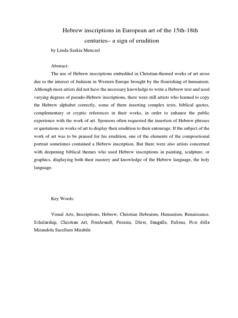 Hebrew Inscriptions As Signs of Erudition | PDF | Bible | Kabbalah