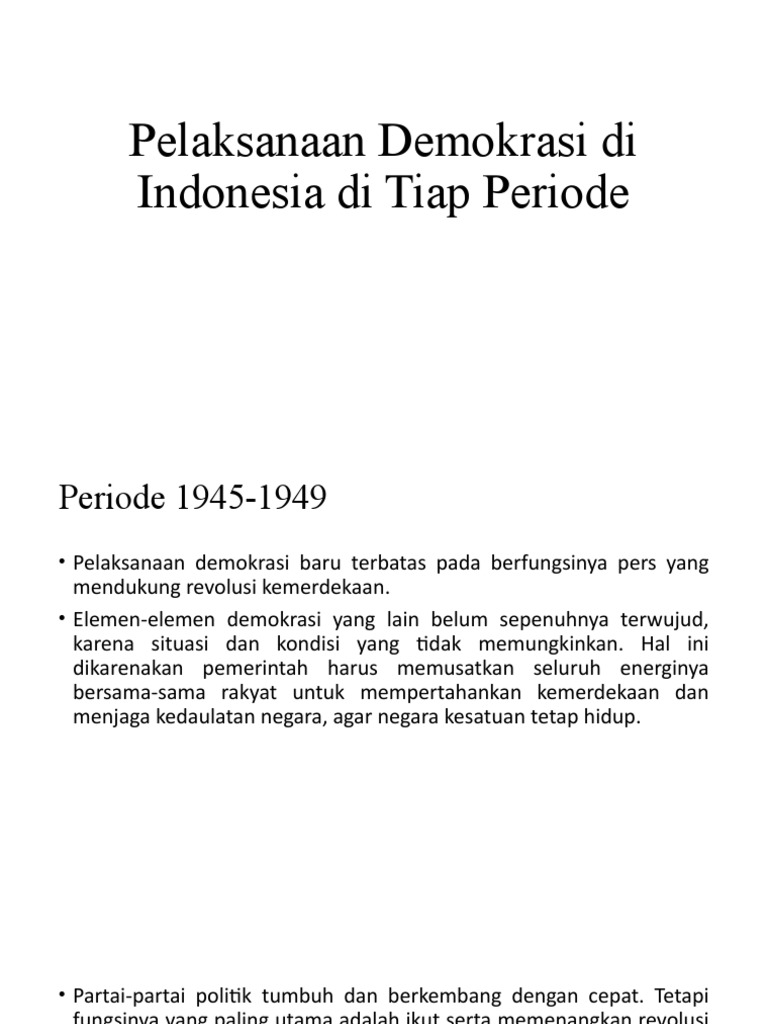 Pelaksanaan Demokrasi Di Indonesia Di Tiap Periode Pdf 