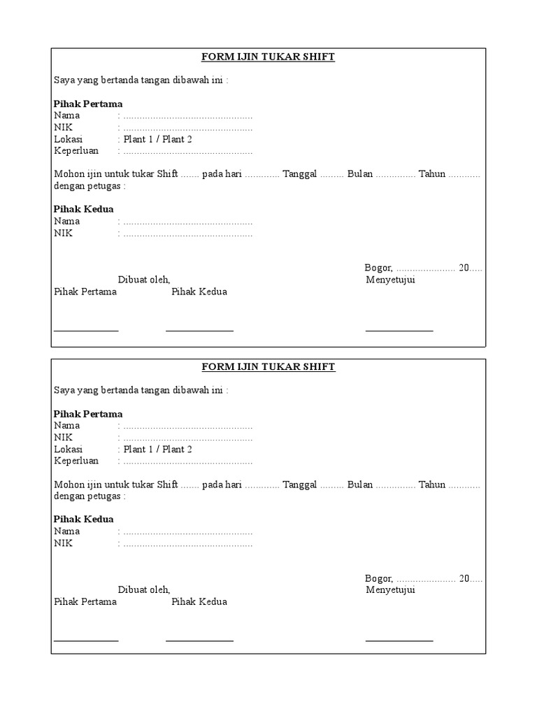 Form Tukar Shift | PDF