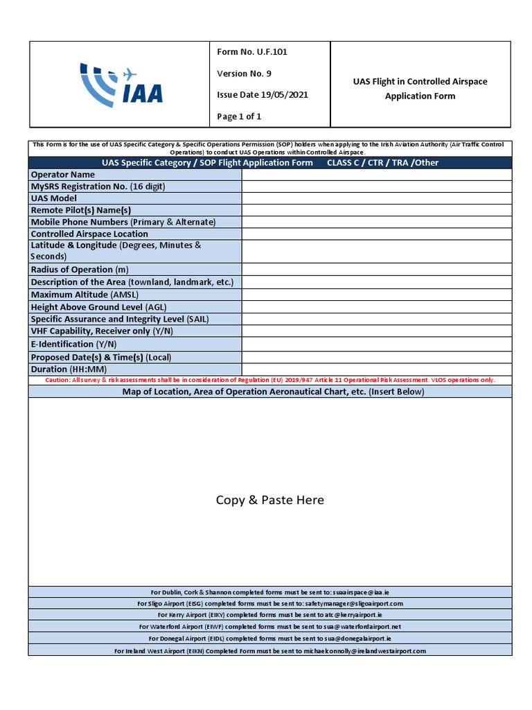 Uas Flight in Controlled Airspace Application Form V 9 | PDF | Aviation ...