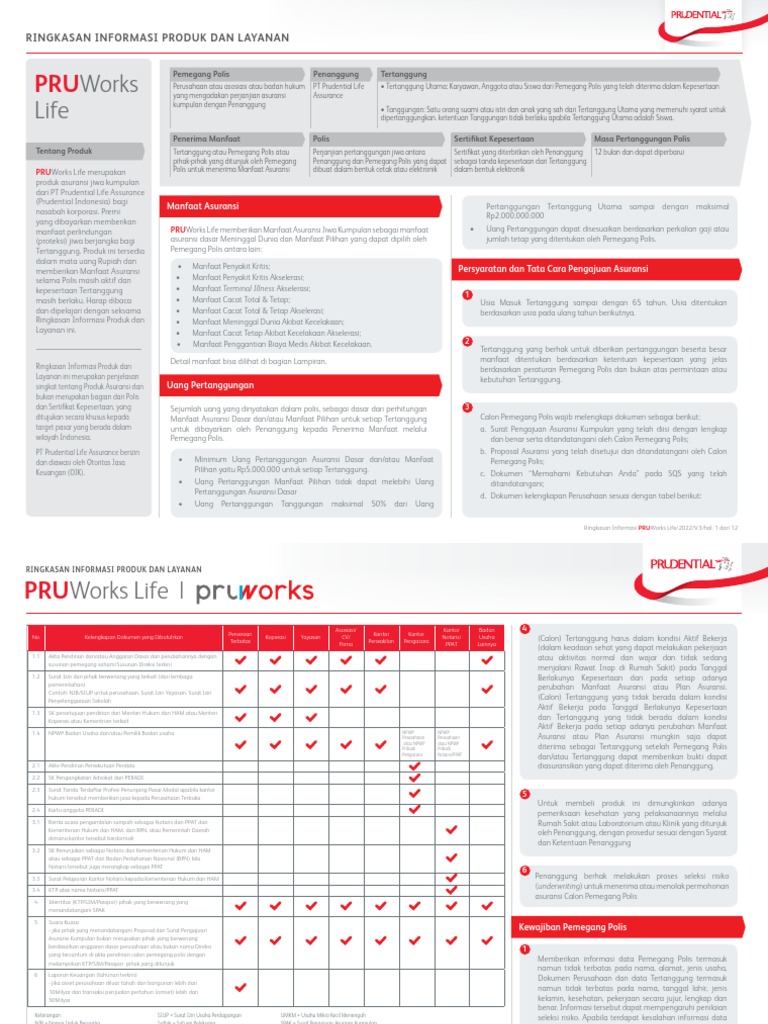 Informasi PRUWorks Life Asuransi Kumpulan | PDF