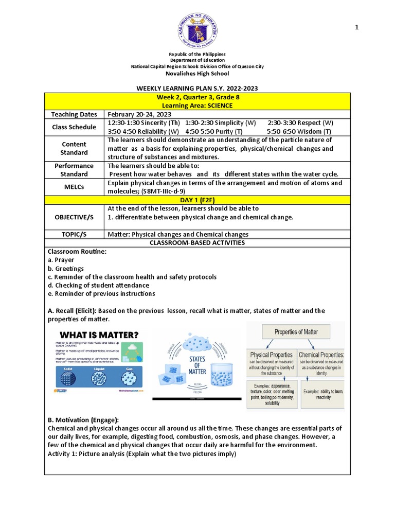 Novaliches High School | PDF | Phase (Matter) | Liquids