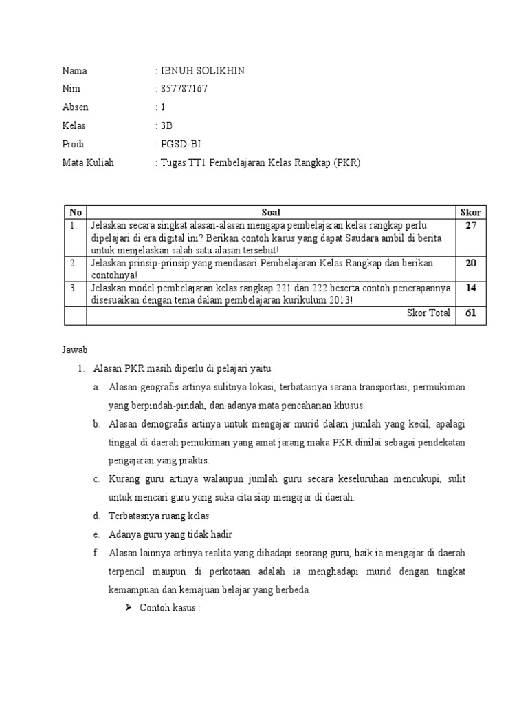 Ibnuh Solikhin - NIM 857787167 - PKR - 3B - TT 1 | PDF
