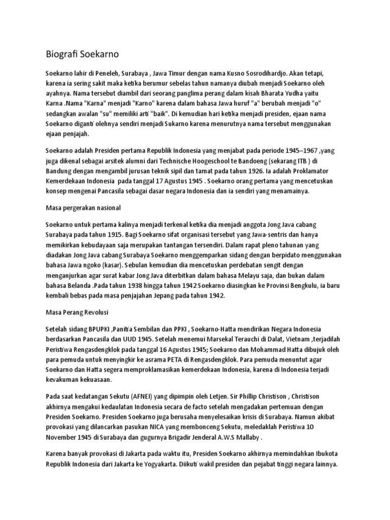 Biografi Singkat Soekarno | PDF | Politik