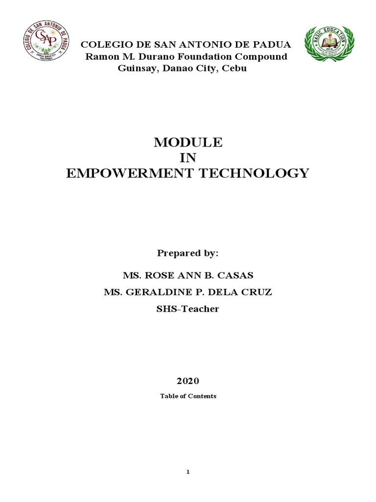 Module 2 EMPOWERMENT TECHNOLOGY | PDF | Spreadsheet | Hyperlink