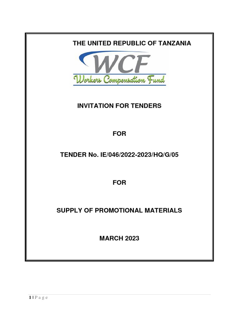 Tanzania Tender for Promotional Materials | PDF | Revenue | Business ...
