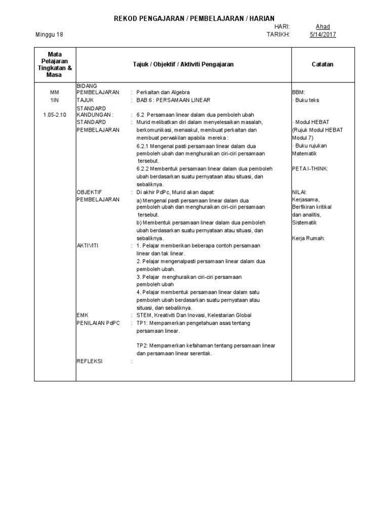 RPH Rumusan | PDF | Kajian Bahasa Asing | Sains & Matematika