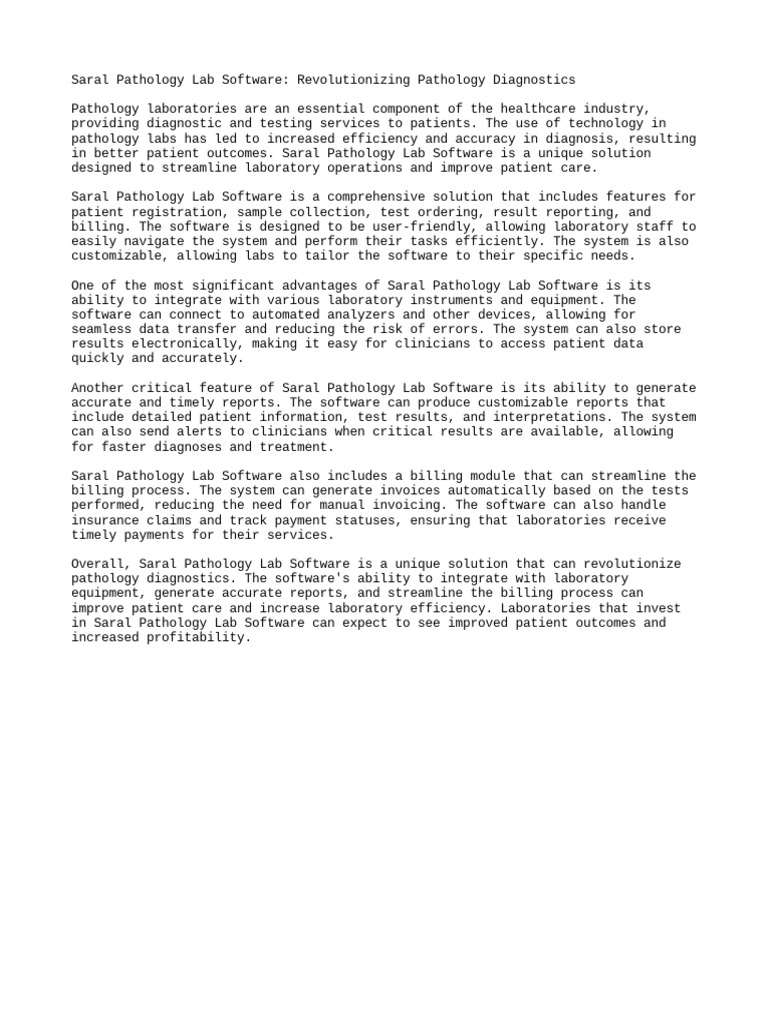 Saral Path Lab Software | PDF