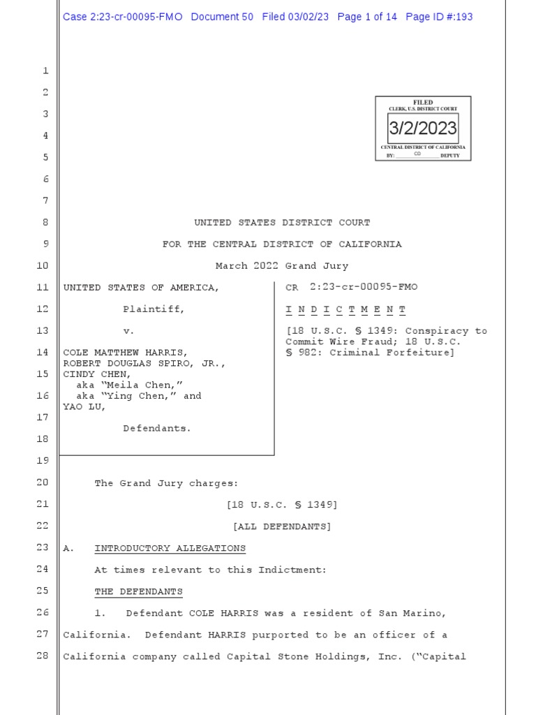 Cole Harris Indictment | PDF | Common Law | Justice