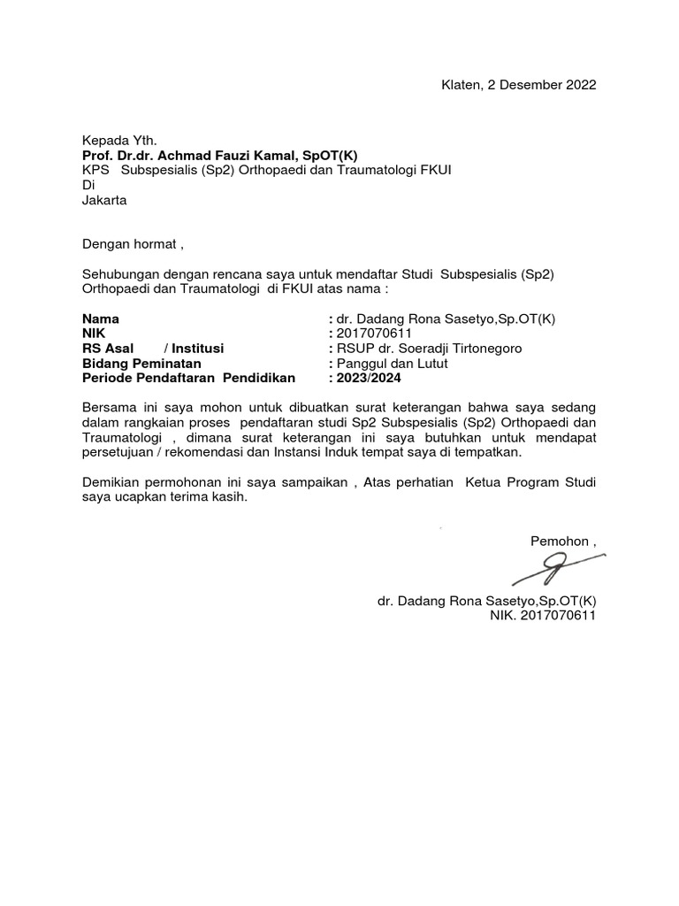 Surat Permohonan Keterangan | PDF