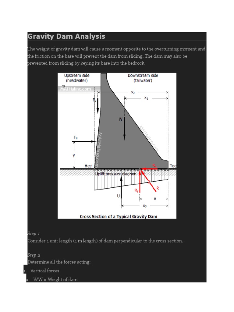 Gravity Dam Stability Analysis Guide | PDF | Stress (Mechanics) | Dam