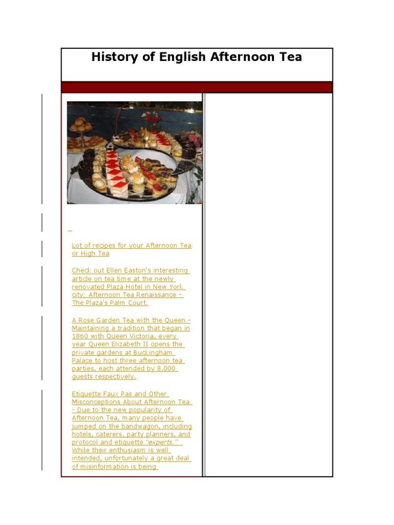 History of English Afternoon Tea | PDF | Scone | Food And Drink
