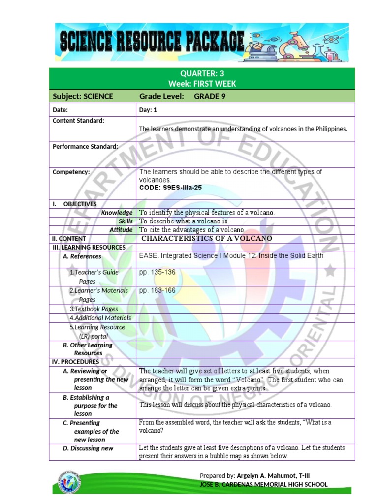 EARTH SCIENCE Week 1, Day 1 | PDF | Science & Mathematics