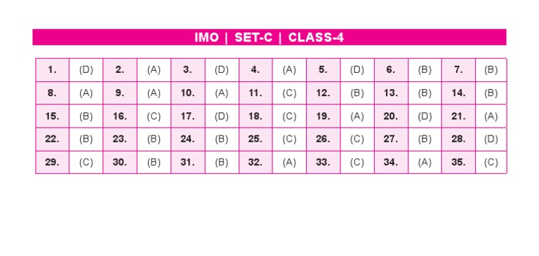 Imo Set-C Answer Keys Class-4 PDF | PDF | Technology & Engineering