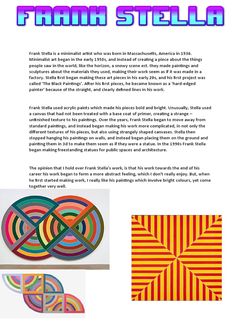 Frank Stella: Minimalism and Abstract Art | PDF | Classics
