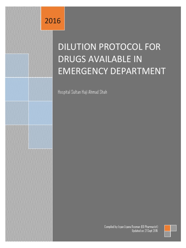 ED Drugs Dilution PDF | PDF | Intravenous Therapy | Dose (Biochemistry)