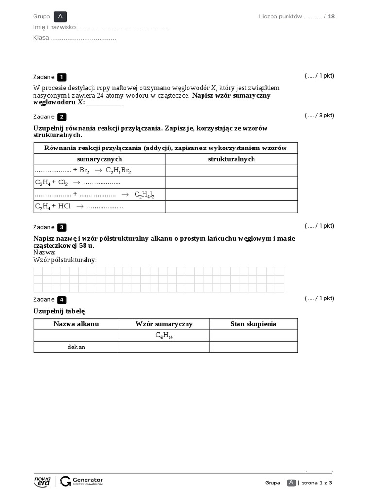 Chemia - Weglowodory - Klasa 8 | PDF