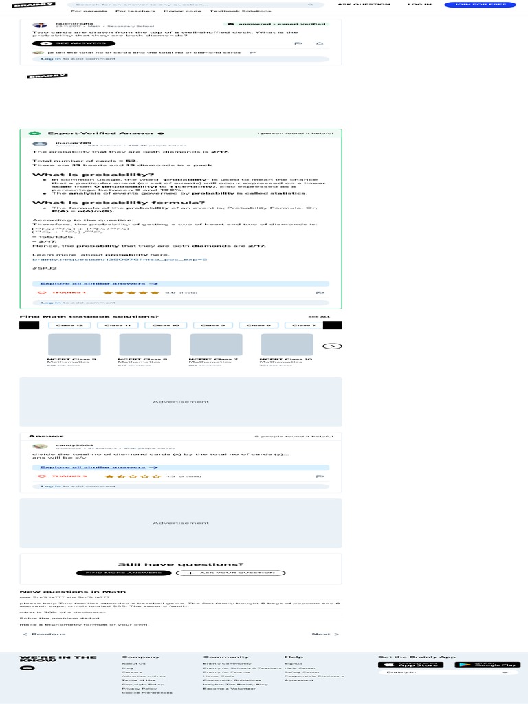 Two Cards Are Drawn From The Top of A Well-Shuffled Deck. What Is The Probability That They ...