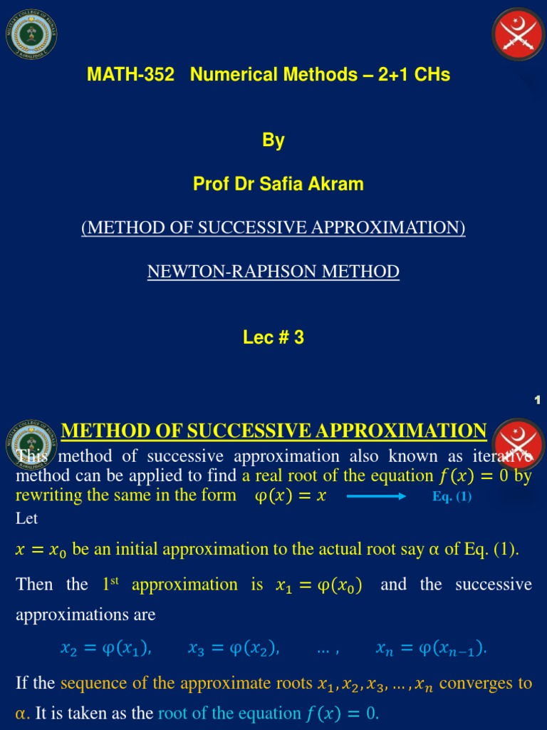 Lec #3 (Successive App & Newton Raphson) PDF | PDF | Numerical Analysis ...