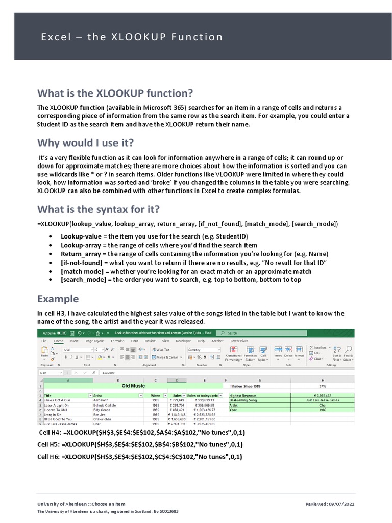 Excel XLOOKUP Function Guide | PDF | Microsoft Excel | Computer Programming