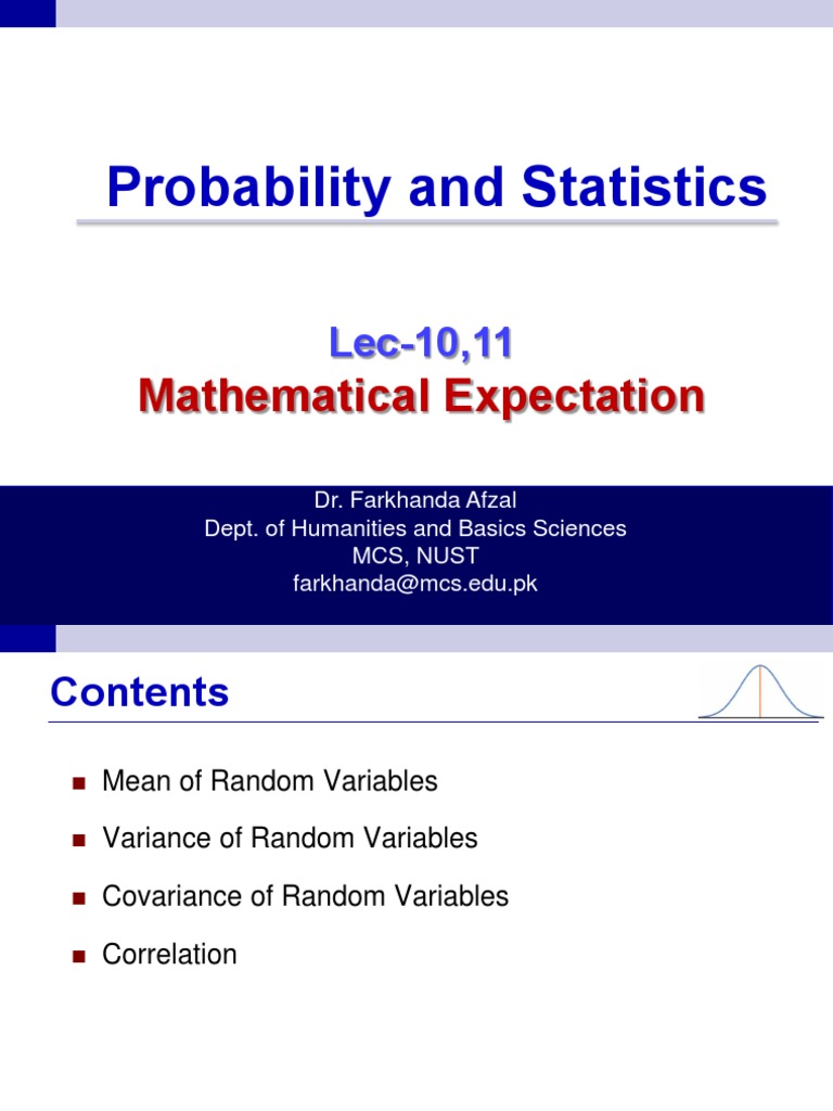 Probability and Statistics Expectations | PDF | Probability Density ...