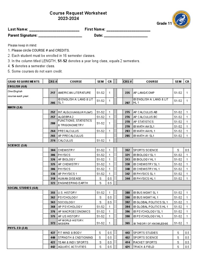 XX Class of 2025 CRW 2023-2024 - GR 11 PDF | PDF | Advanced Placement | Science