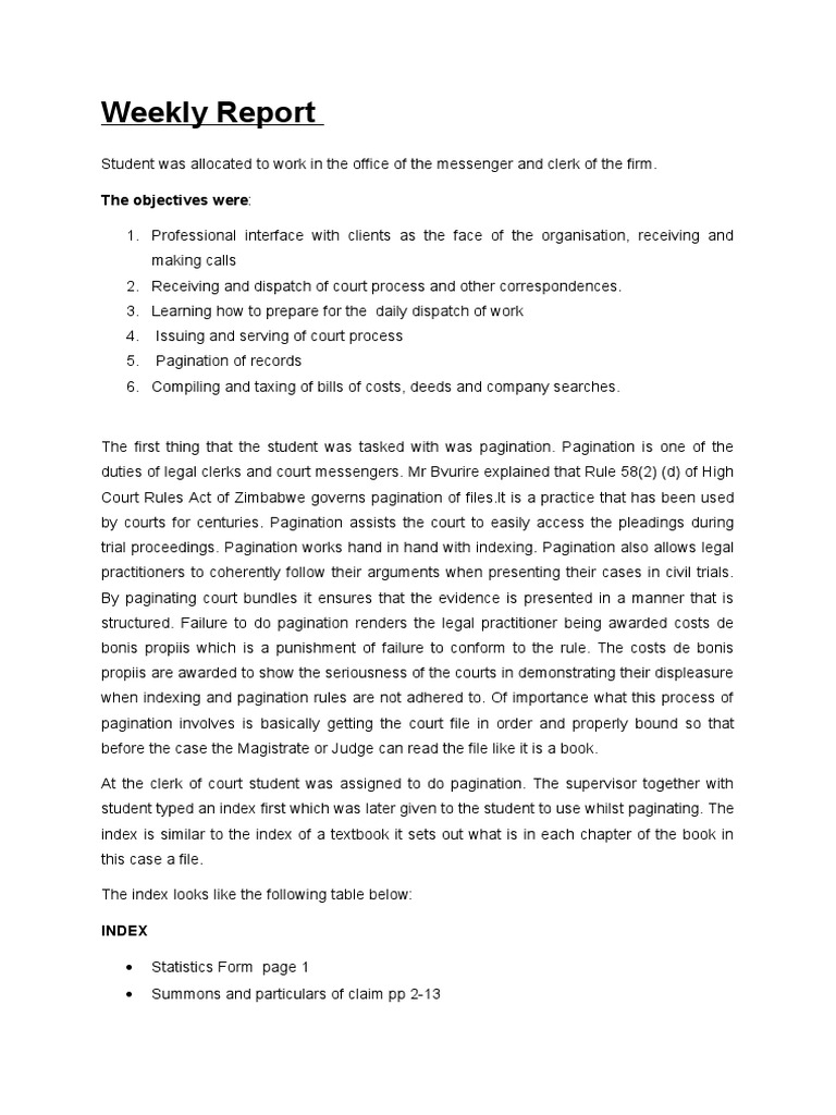 Learning the Ropes: A Student's Weekly Report on Tasks and ...