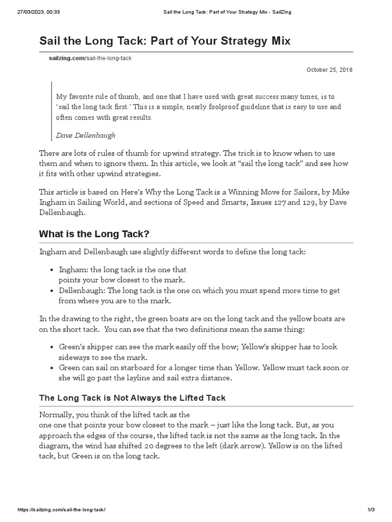 Sail The Long Tack - Part of Your Strategy Mix - SailZing PDF | PDF ...