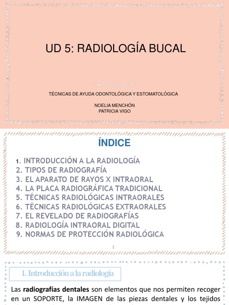UD5 Radiología Bucal PDF | PDF | Radiología | Rayo X