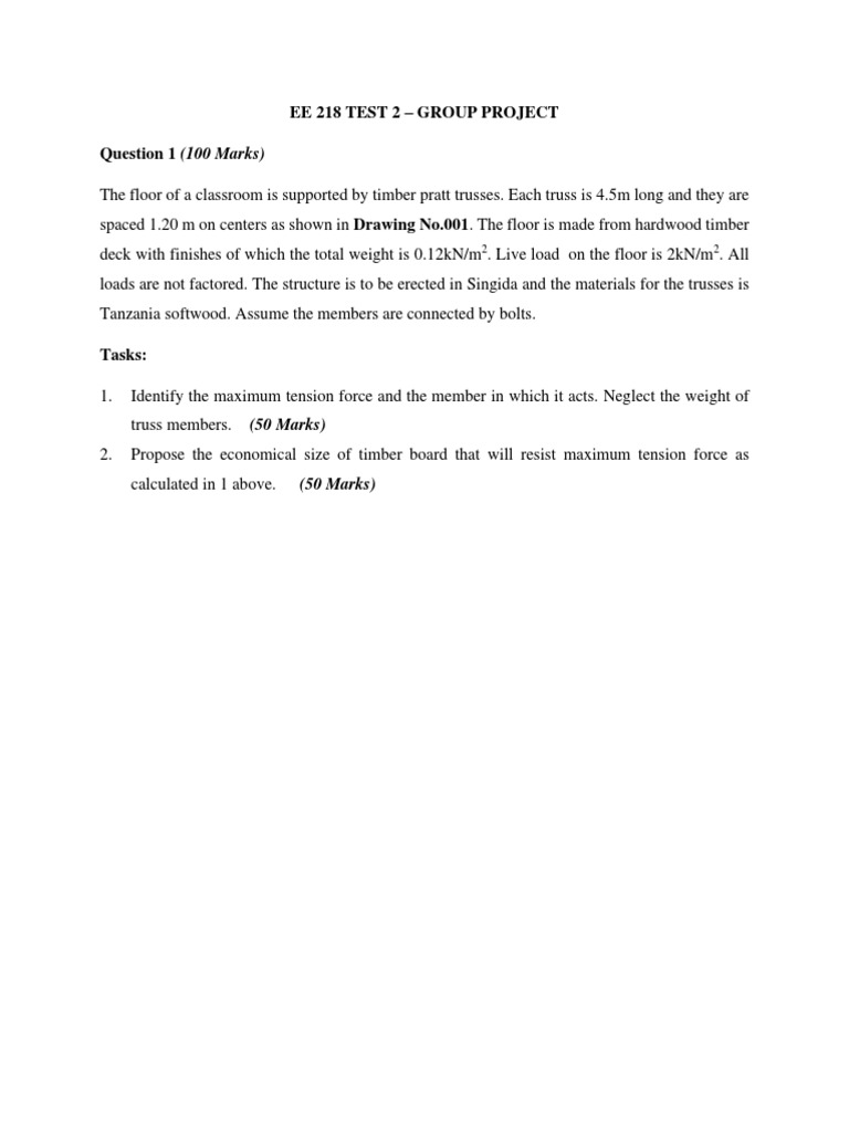 EE 218 Test 2: Timber Truss Analysis | PDF | Teaching Methods ...
