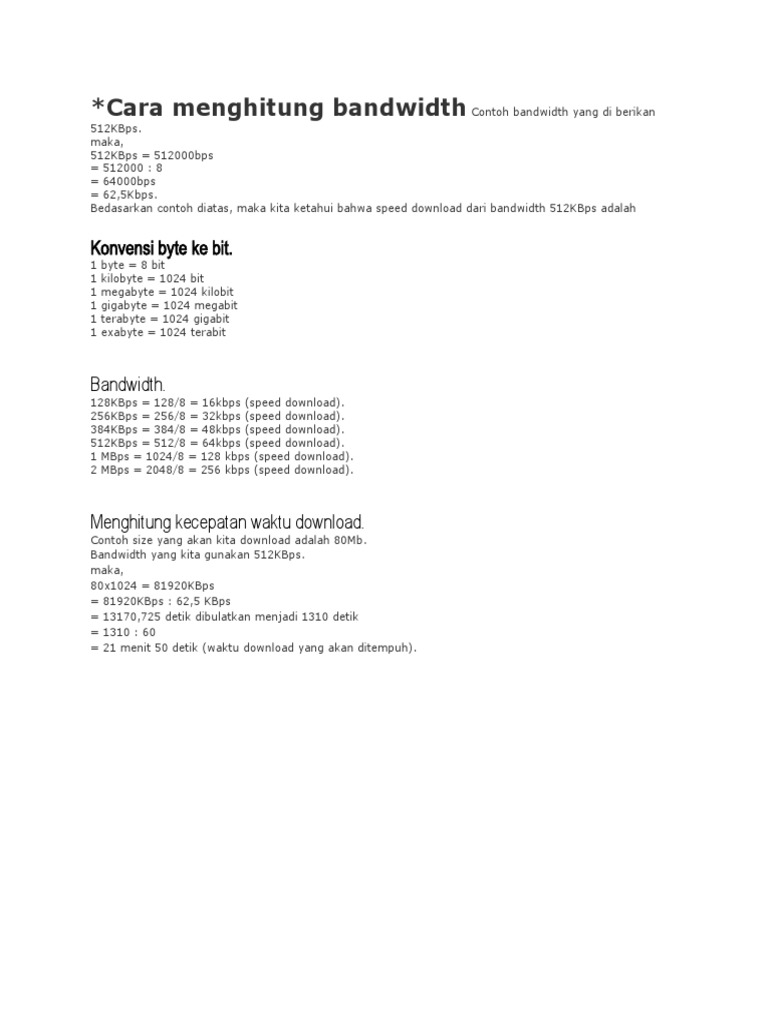 Menghitung Bandwidth dan Kecepatan Download | PDF