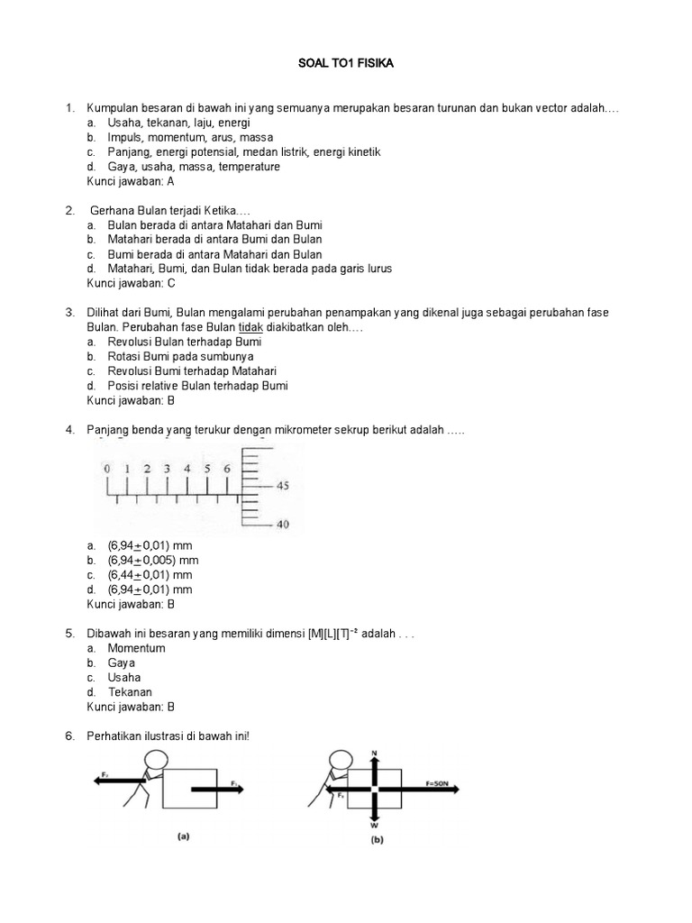 Soal To1 Fisika | PDF | Metode & Bahan Ajar