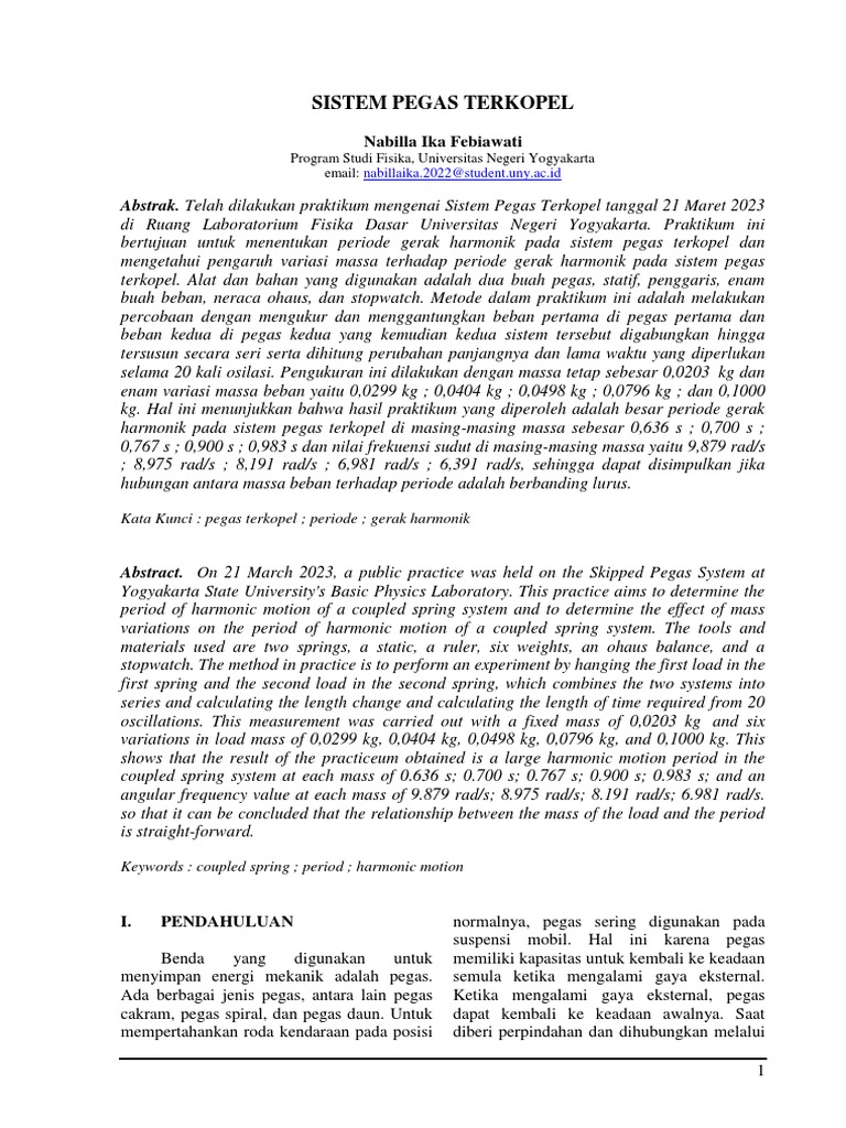 Nabilla Ika Febiawati - Sistem Pegas Terkopel | PDF