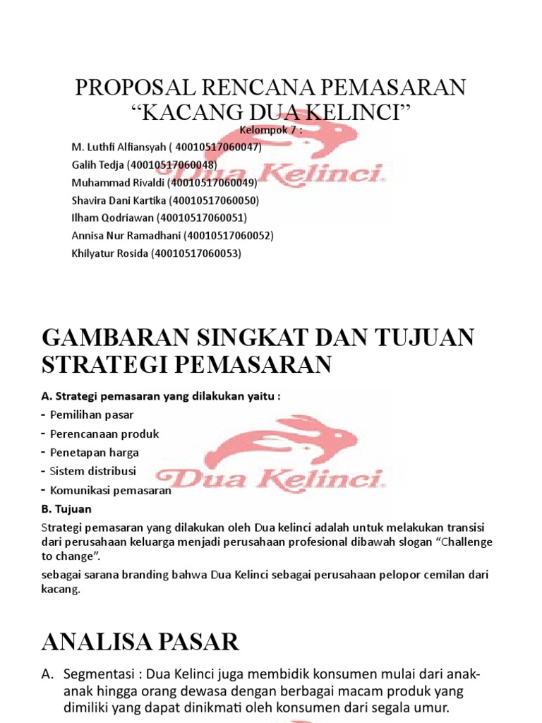 Proposal Rencana Pemasaran | PDF