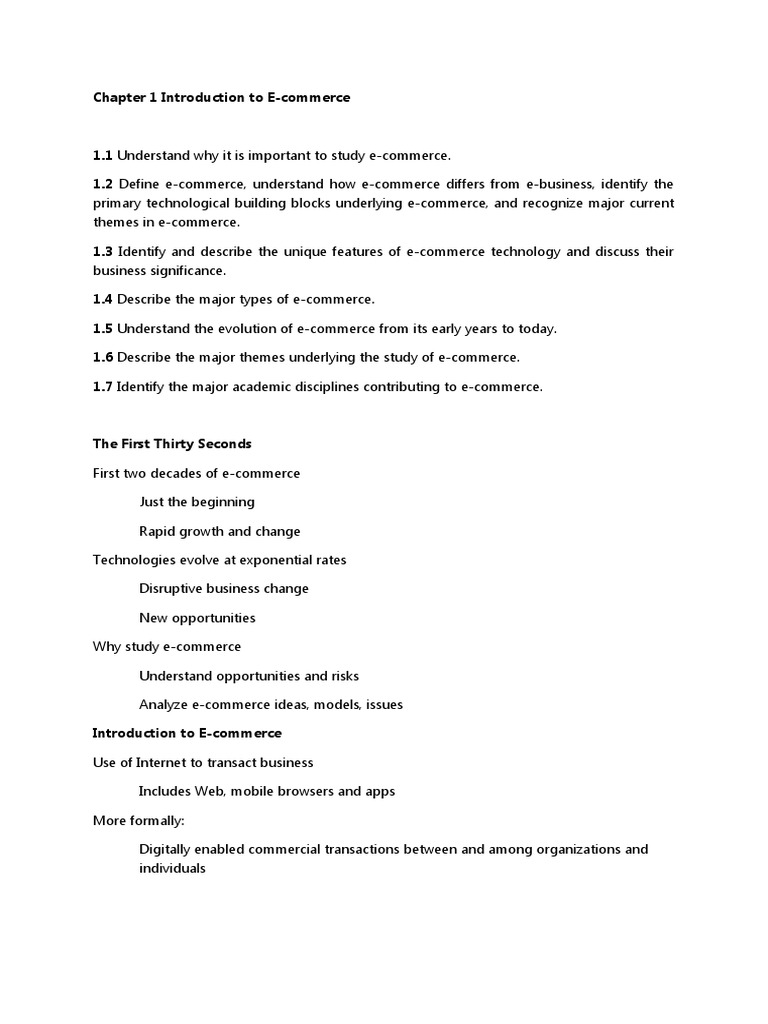 Chapter 1 Introduction To E-Commerce | PDF | E Commerce | Electronic Business
