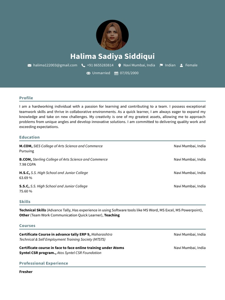 Halima Sadiya Siddiqui: Profile | PDF | Career & Growth | Business