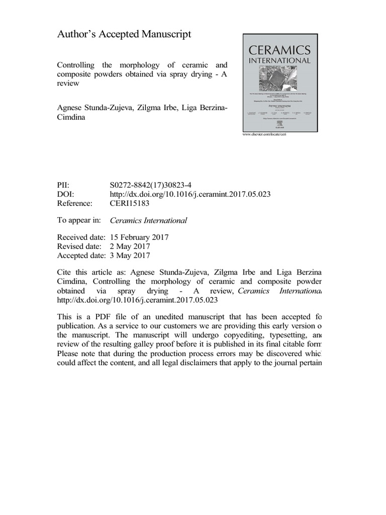 Controlling The Morphology of Ceramic and Composite Powders Obtained ...