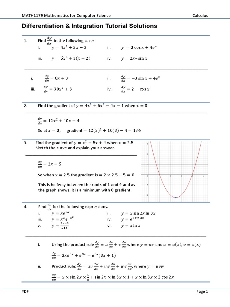 MATH1179 Calculus Differentiation & Integration Book Solution | PDF | Integral | Calculus